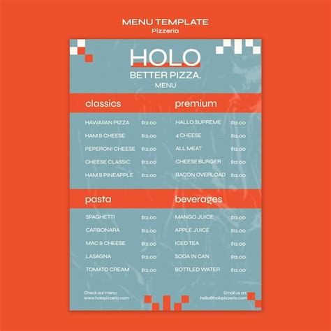 이탈리아 피자 레스토랑 송장 템플릿 무료 Psd 파일