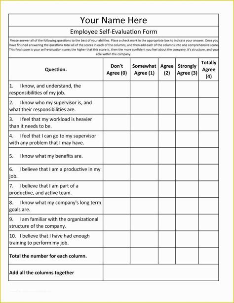 Free Employee Review Template Of 46 Employee Evaluation Forms And Performance Review Examples