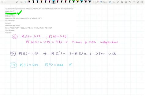 solved question 12 1 point given p a 0 22 p b 0 29 and p b a