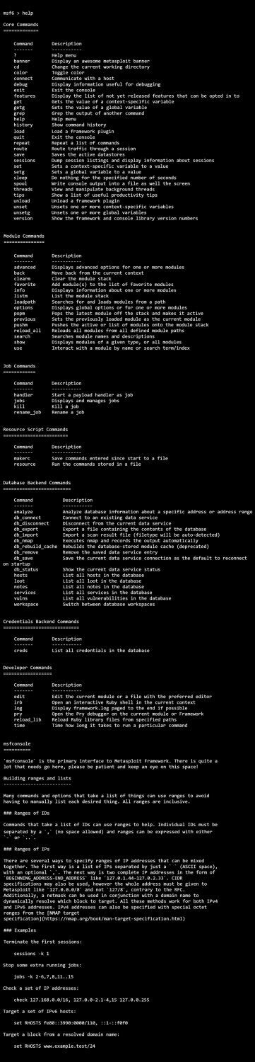 Metasploit Commands Navigating Msfconsole
