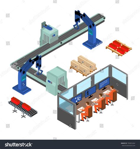 Automated Factory Assembly Line Robotic Arm Stock Vector Royalty Free 790855264 Shutterstock
