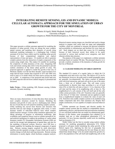 Pdf Integrating Remote Sensing Gis And Dynamic Models Cellular Automata Approach For The