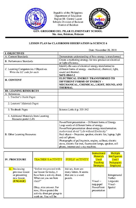 Dlp For Jem Modified St Republic Of The Philippines Department Of