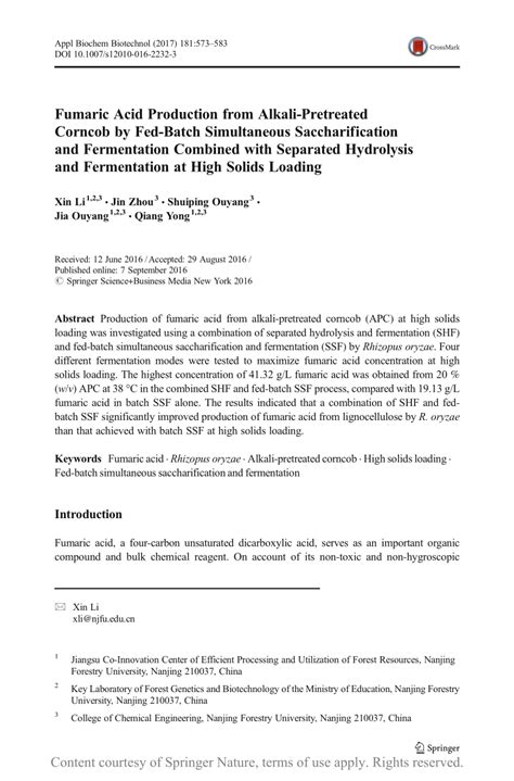 Fumaric Acid Production From Alkali Pretreated Corncob By Fed Batch Simultaneous