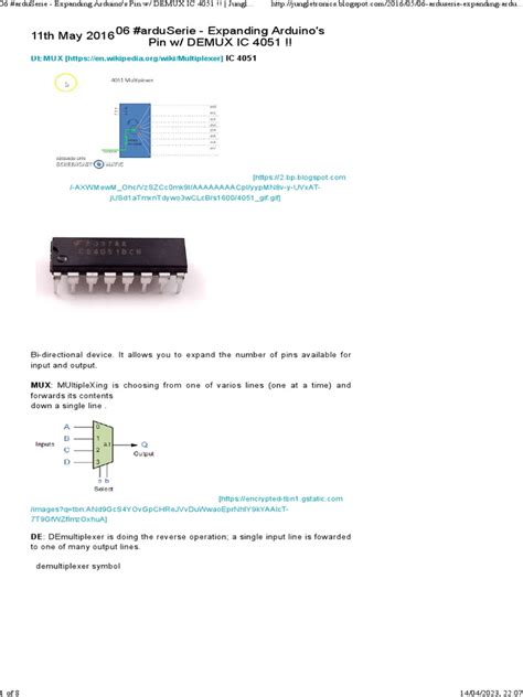 Expanding Arduino Pin W Demux Ic 4051 Pdf Computer Engineering Computing
