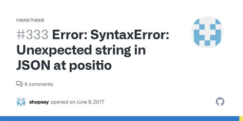 Error Syntaxerror Unexpected String In Json At Positio · Issue 333
