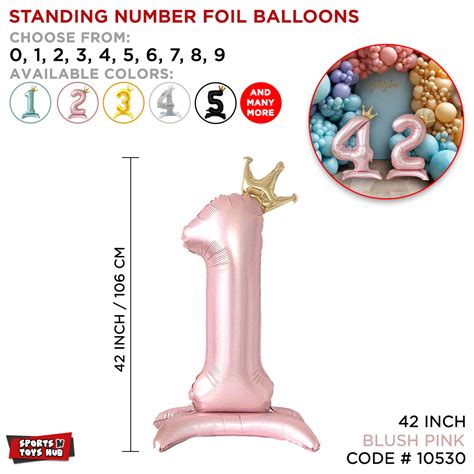 Standing Number Foil Balloon Jumbo Size Blush Pink 42 Inch Sports