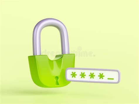3d Render Secure Warning Personal Data Protection Stock Illustration