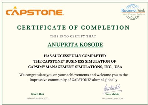 anuprita k on linkedin capstone
