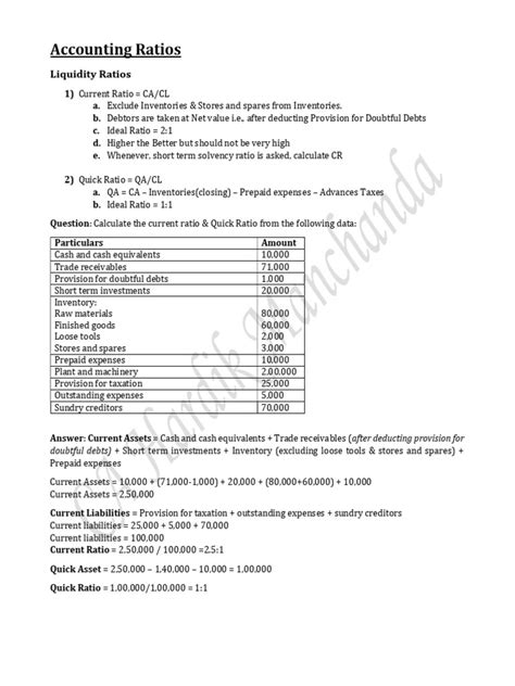 Important Questions Ratios Pdf Equity Finance Revenue