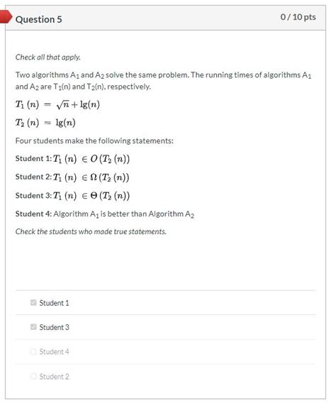 Solved Question 5 010 Pts Check All That Apply Two