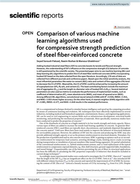 Pdf Comparison Of Various Machine Learning Algorithms Used For Compressive Strength Prediction