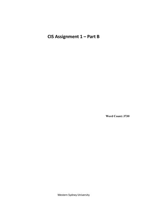 Cis Assignment 1 Part B Cis Assignment 1 Part B Word Count 3730