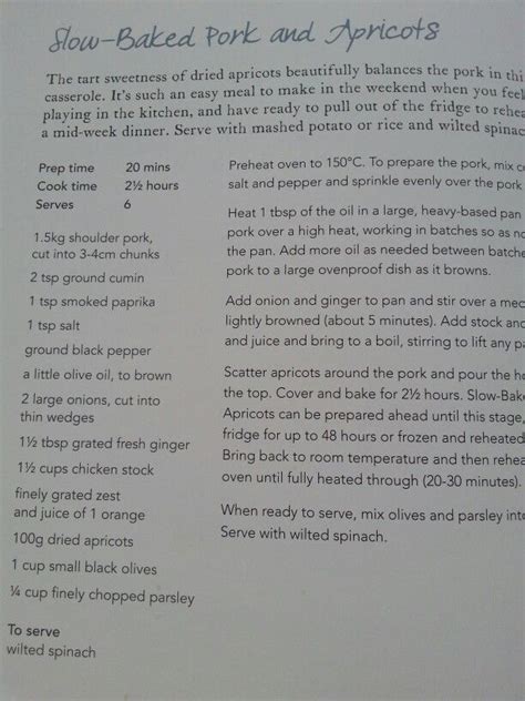 The Instructions For How To Cook Baked Pork And Apricots