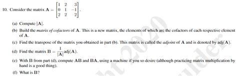 Solved [1 2 3 10 Consider The Matrix A 0 1 1 2 2 2 A