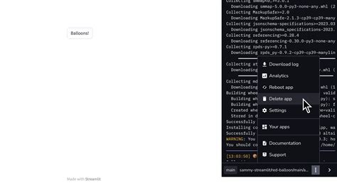 Delete Your App Streamlit Docs