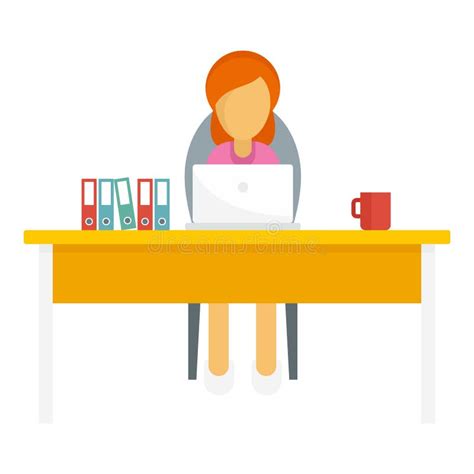 Woman Freelancer Icon Flat Style Stock Vector Illustration Of Activity Adult 158132055