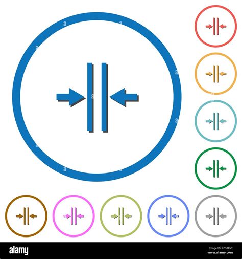 Adjust Text Column Gutter Flat Color Vector Icons With Shadows In Round Outlines On White