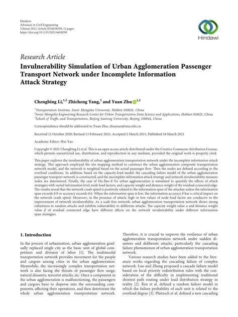 Pdf Invulnerability Simulation Of Urban Agglomeration Passenger Transport Network Under