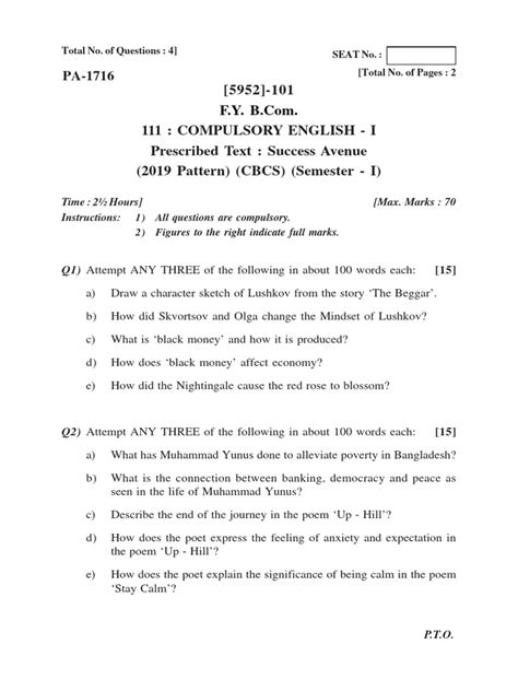 sem i 2019 pattern pdf business economies