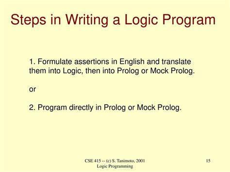 Cse C S Tanimoto 2001 Logic Programming Ppt Download