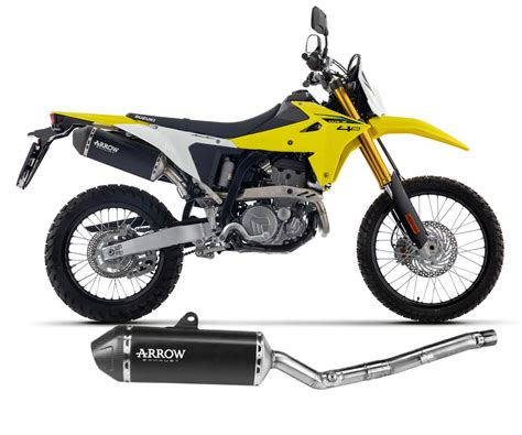 Arrow Explorer Exhaust In Dark Aluminium With Carby End Cap For Suzuki