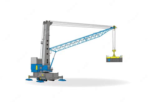 크레인 기계 리프팅 화물 컨테이너 그림 프리미엄 벡터