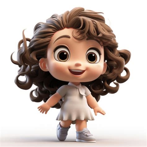 Premium Photo Cute 3d Animated Doll With Curly Hair And Open Eyes