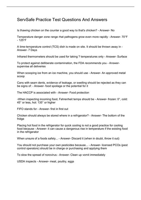 ServSafe Practice Test Questions And Answers ServSafe Practice Stuvia US