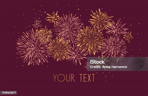 골드 불꽃놀이 함께 초대장 서식 파일 디자인입니다 축제 디자인 엽서 초대장 브로셔 커버 테두리 디자인 요소입니다 경례에 대한 스톡 벡터 아트 및 기타 이미지 Istock