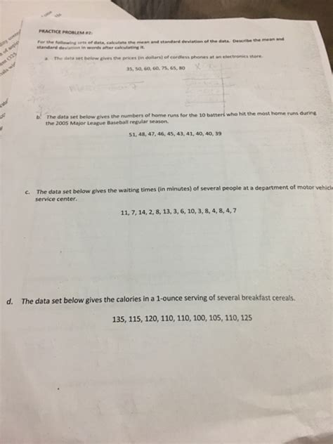 Solved Practice Problem 8 For The Following Sets Of Data