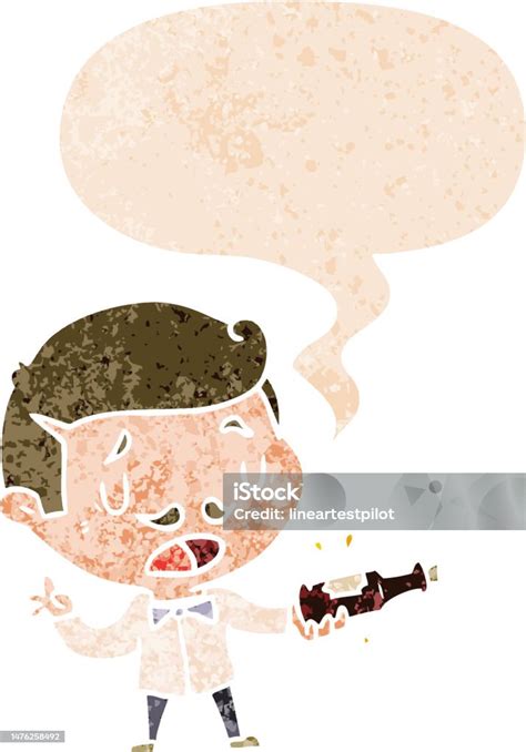 그런 지 고민 복고풍 질감 스타일의 연설 거품을 가진 만화 와인 전문가 귀여운에 대한 스톡 벡터 아트 및 기타 이미지 귀여운 기포 낙서 드로잉 Istock