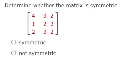 Solved Determine Whether The Matrix Is Symmetric Chegg
