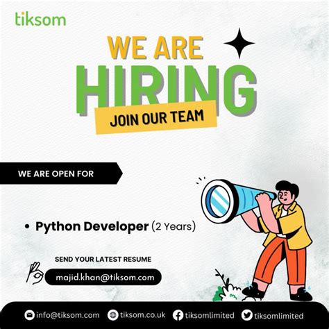 majid khan lodhi on linkedin hiring alert 📢 tiksom limited is hiring python django 2