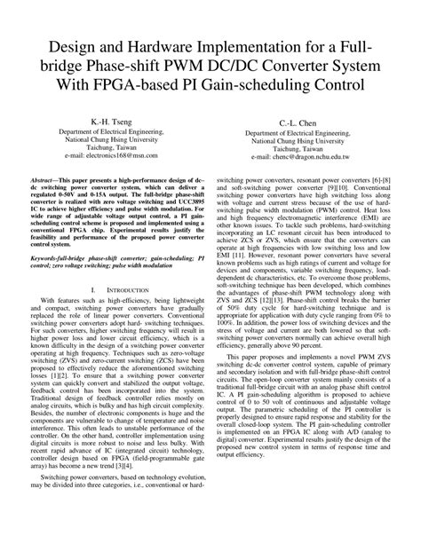 Pdf Design And Hardware Implementation For A Full Bridge Phase Shift