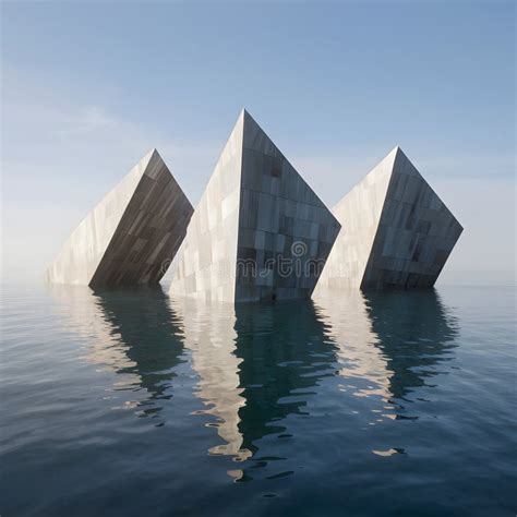 Geometric Structures Submerged In Water Reflecting Tranquility And Architectural Elegance