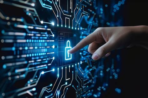 Premium Photo Digital Lock Hand Touching Security Icon