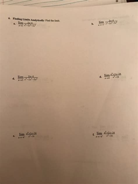 Solved Finding Limits Analytically Find The Limit A