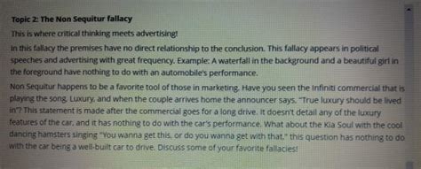Solved Topic 2 The Non Sequitur Fallacy This Is Where