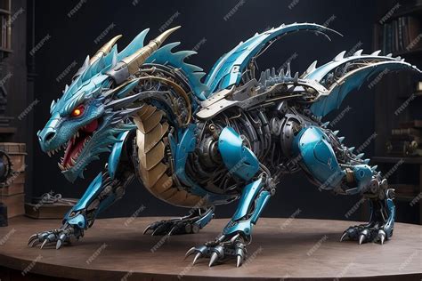 Fantasy Robotic Dragon Premium Ai Generated Image
