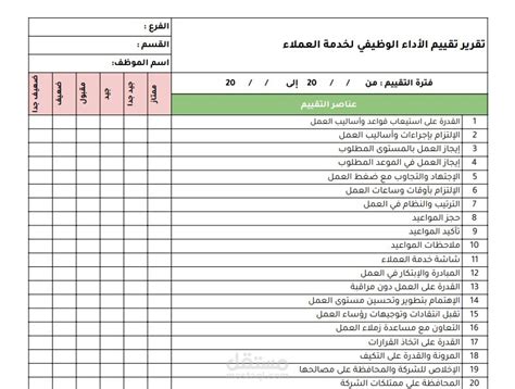 اعداد نموذج تقرير تقييم الأداء الوظيفي مستقل