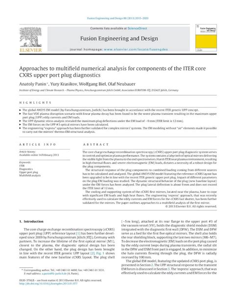 Pdf Approaches To Multifield Numerical Analysis For Components Of The