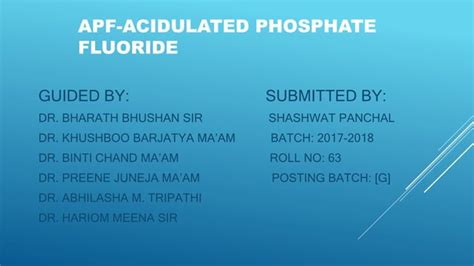 Apf Acidulated Phosphate Fluoride Ppt