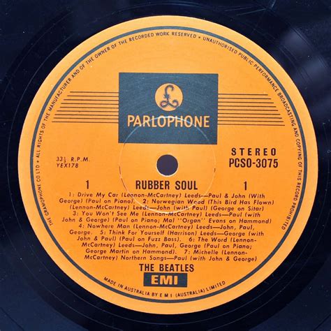 12” Vinyl Album The Beatles Rubber Soul Poprock Orange Label