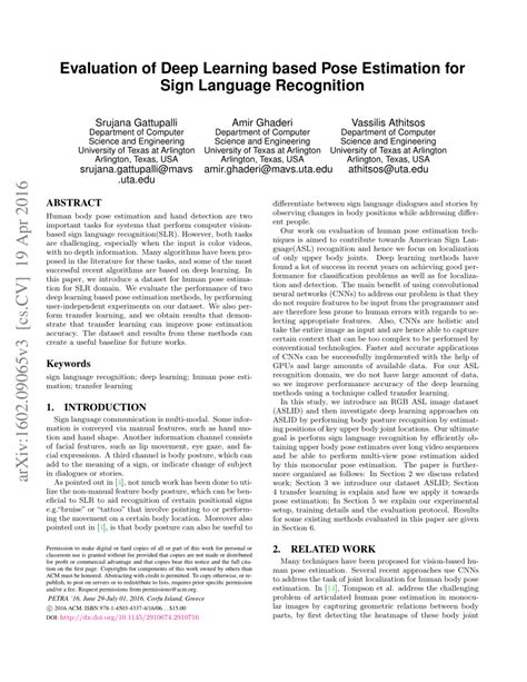 Pdf Evaluation Of Deep Learning Based Pose Estimation For Sign