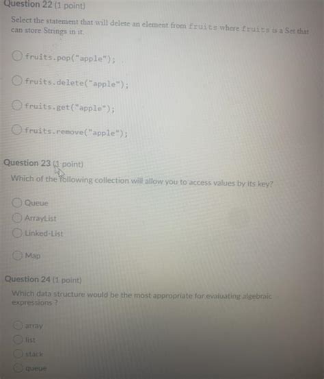 Solved Question 22 1 Point Select The Statement That Will