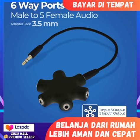 Jack Audio Splitter 3 5mm Cabang 6 Port Way Aux Female Share Split Jack Cabang Splitter 6