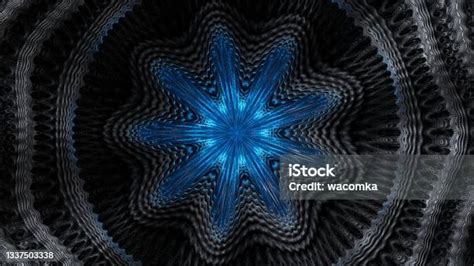 3d 렌더링 파란색 네온 빛 미생물 유기 모양 대칭 만다라 패턴 양자 세계 벽지로 조명 추상 검은 프랙탈 배경 0명에 대한 스톡 사진 및 기타 이미지 Istock