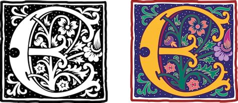 Premium Vector Capital Letter E Alphabet Medieval Renaissance The