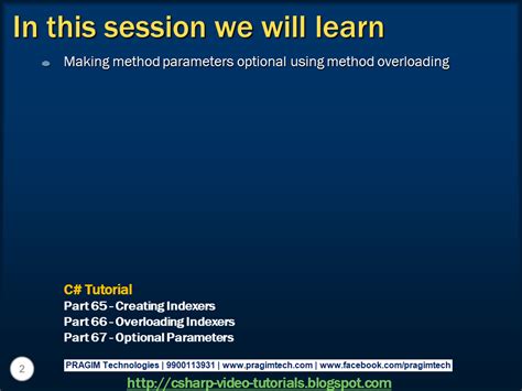 Sql Server Net And C Video Tutorial Part Making Method Parameters Optional Using Method